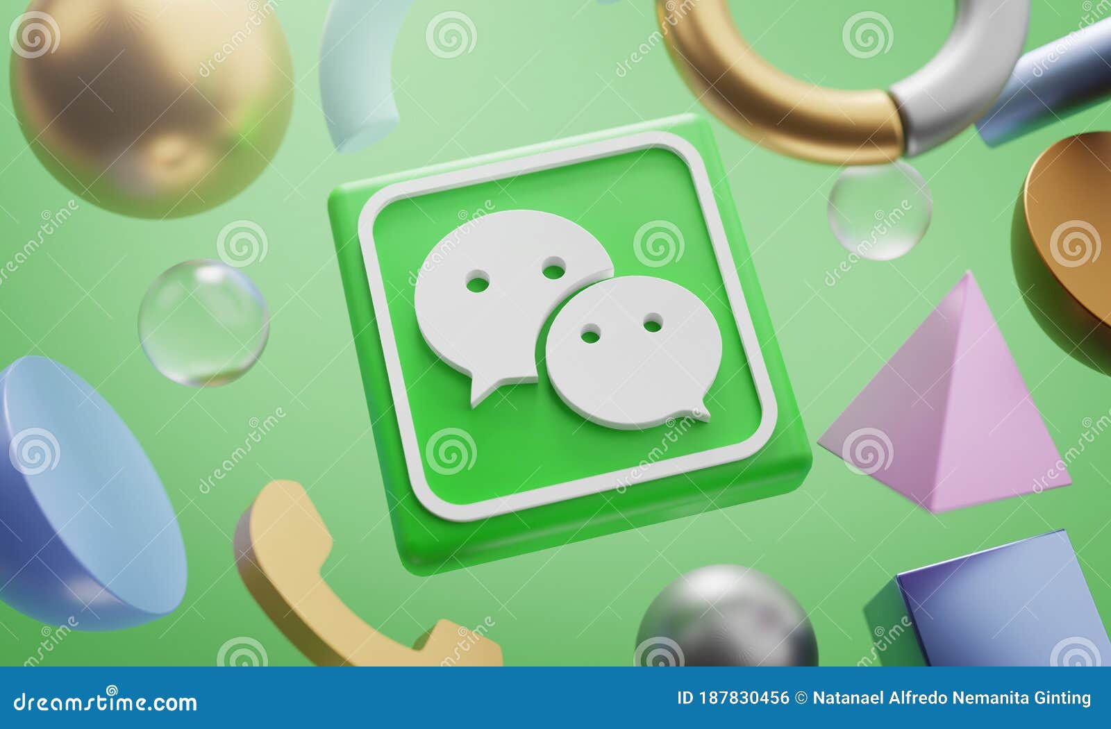 Wechat Logo Around 3D Rendering Abstract Shape Background Editorial ...