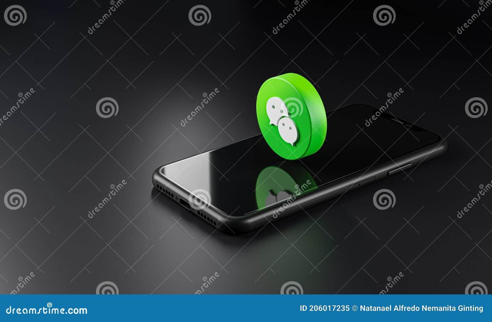 Wechat Logo Icon on Top of Smartphone 3D Dark Background Editorial ...