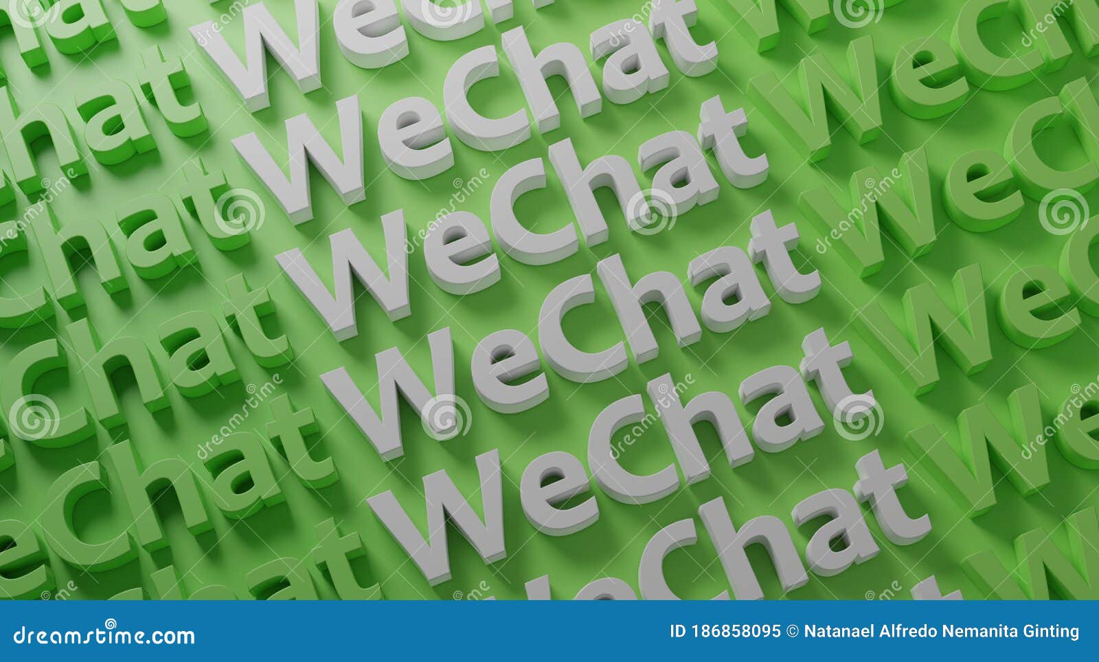 Wechat Multiple Typography on Green Wall 3D Rendering Editorial Image ...