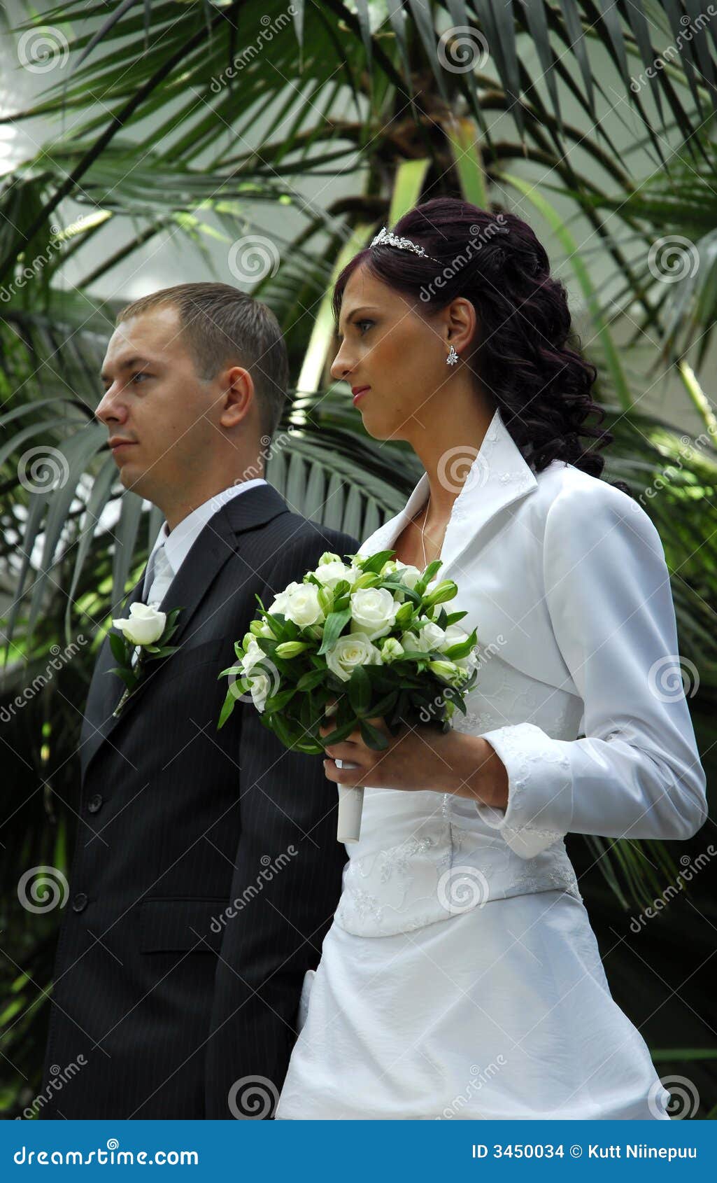 Wedded couple in garden stock photo. Image of ceremonial - 3450034