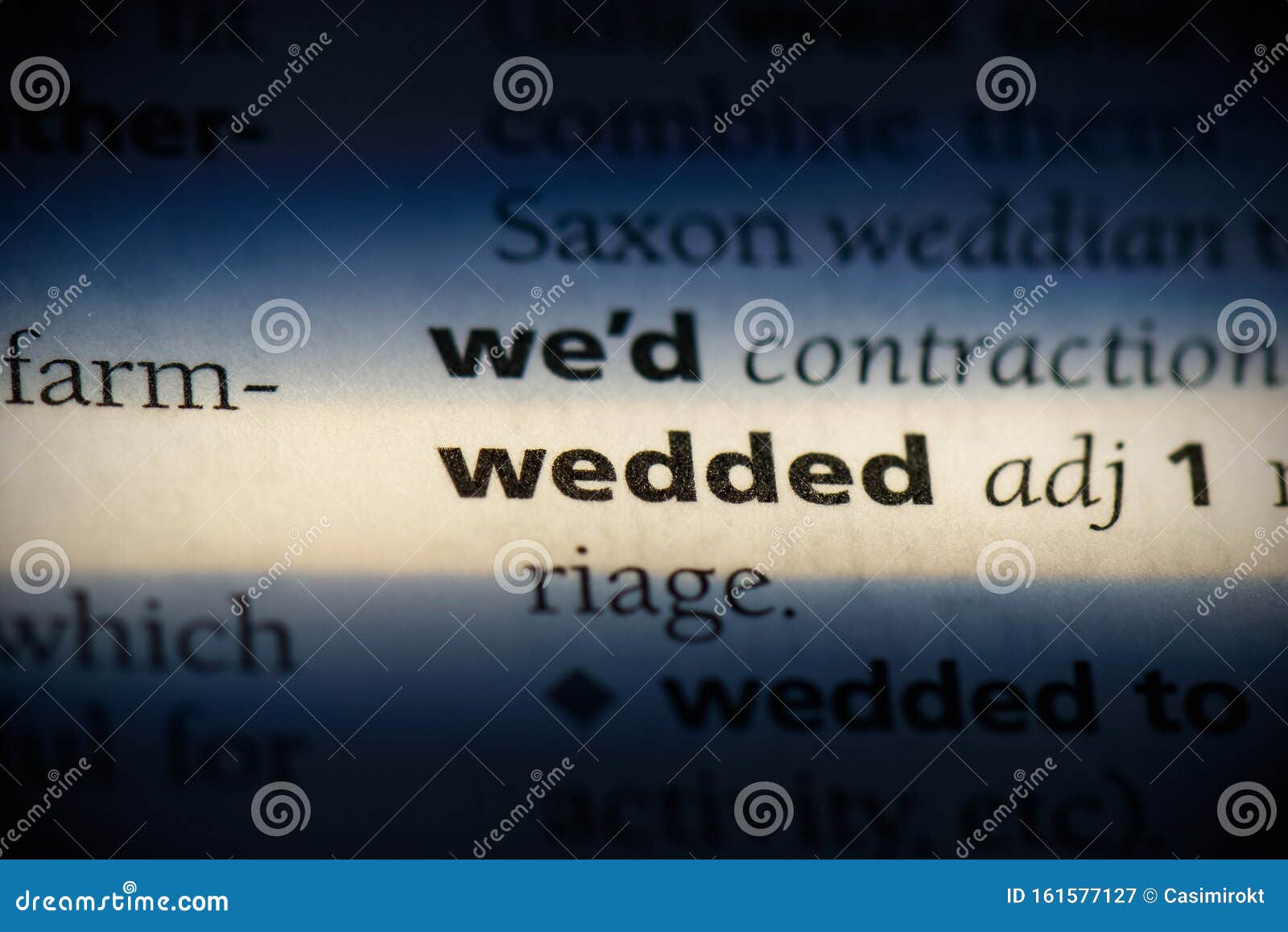 Wedded stock image. Image of education, book, etymology - 161577127