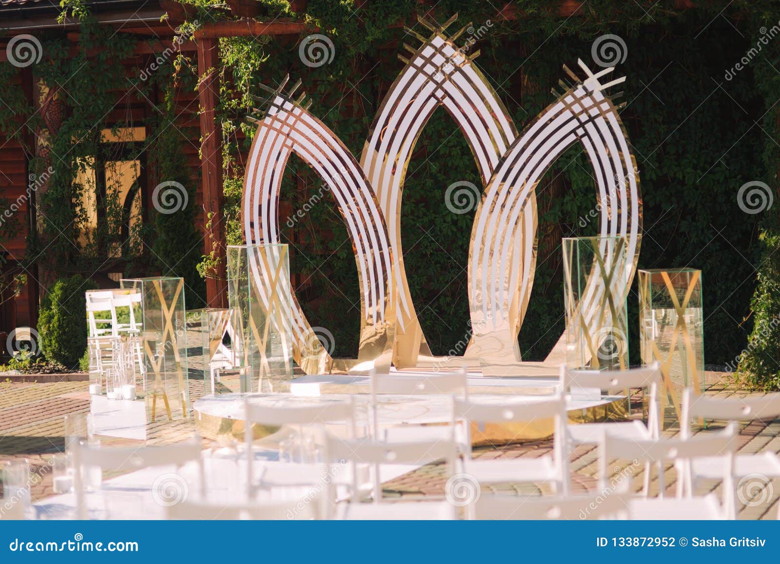 Weddind Decoration on Open Air.decor of a Beautiful White Arch Stock ...