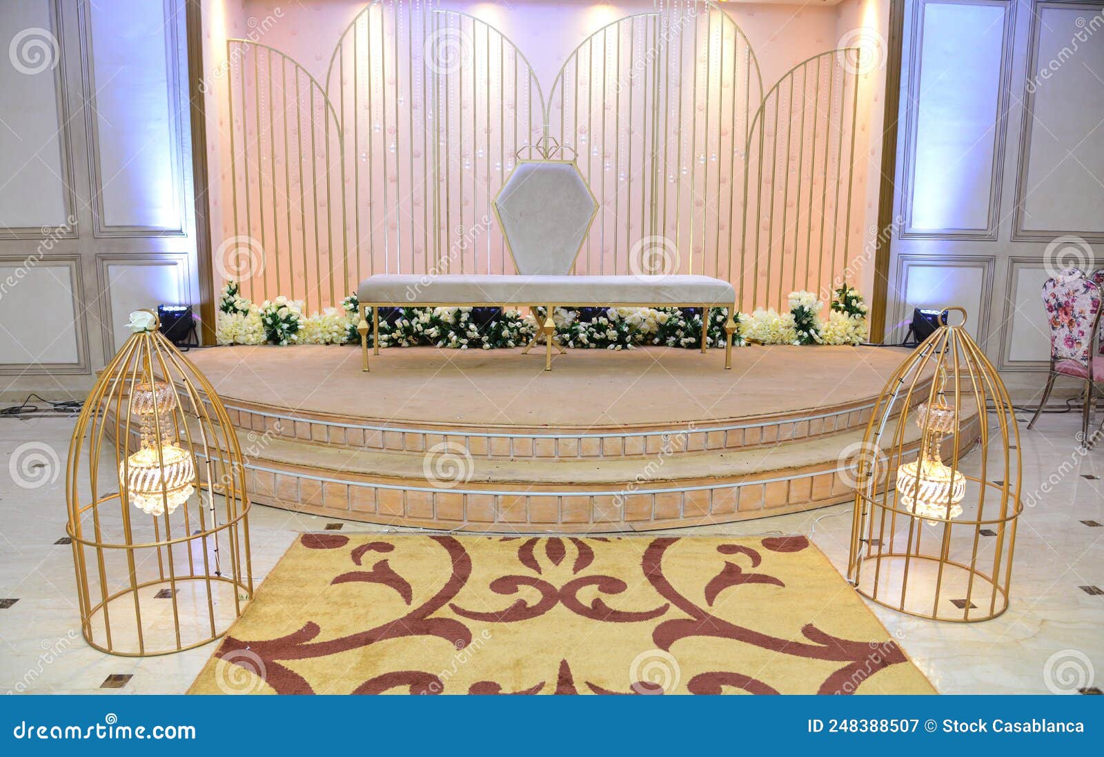 Wedding Altar on a Stage for a Moroccan Wedding. Stock Image - Image of ...