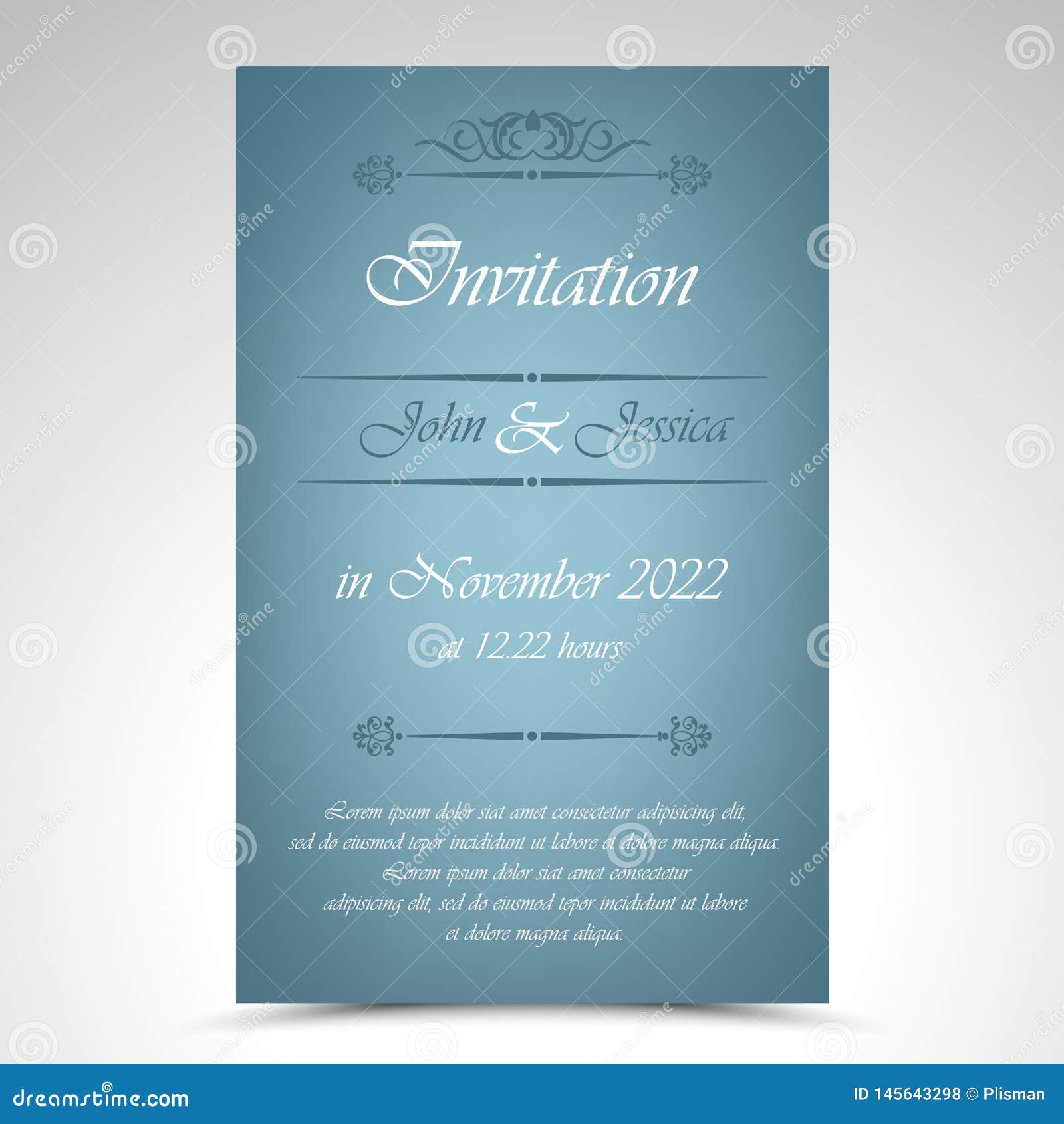 Wedding Announcement in Simple Blue Design Template Stock Vector ...