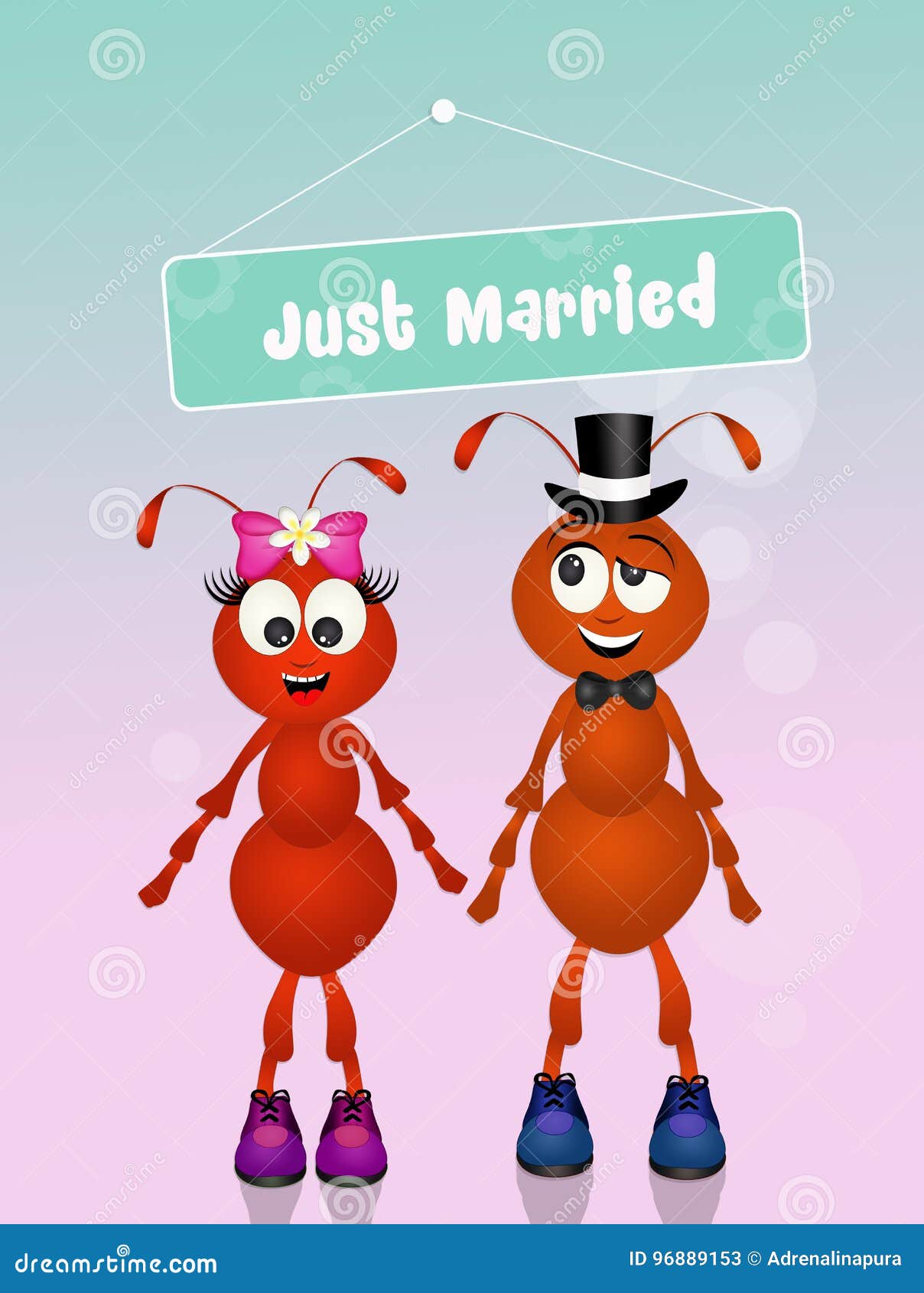 Wedding of ants stock illustration. Illustration of marriage - 96889153