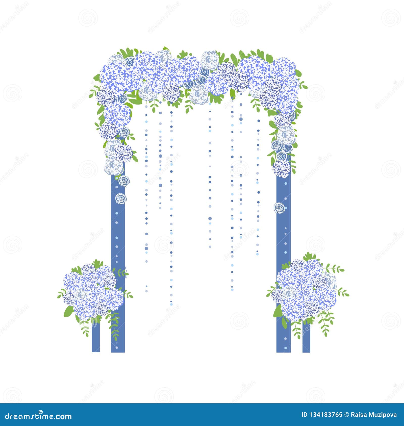 Wedding Arch with Blue Flowers Stock Vector - Illustration of ...
