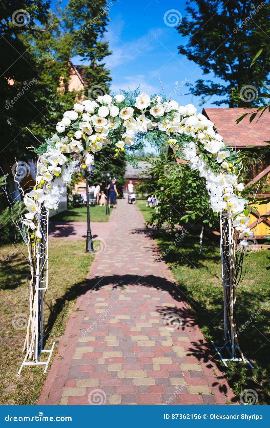 Wedding arch in the forest stock photo. Image of celebration - 87362156