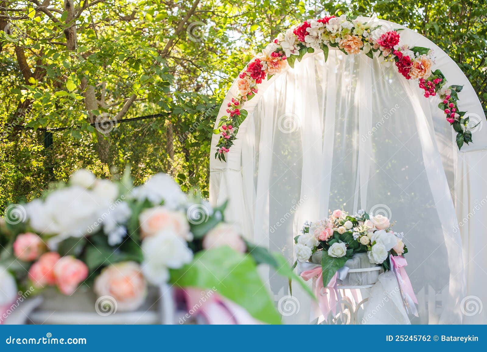 Wedding Arch on the grass stock photo. Image of plant - 25245762