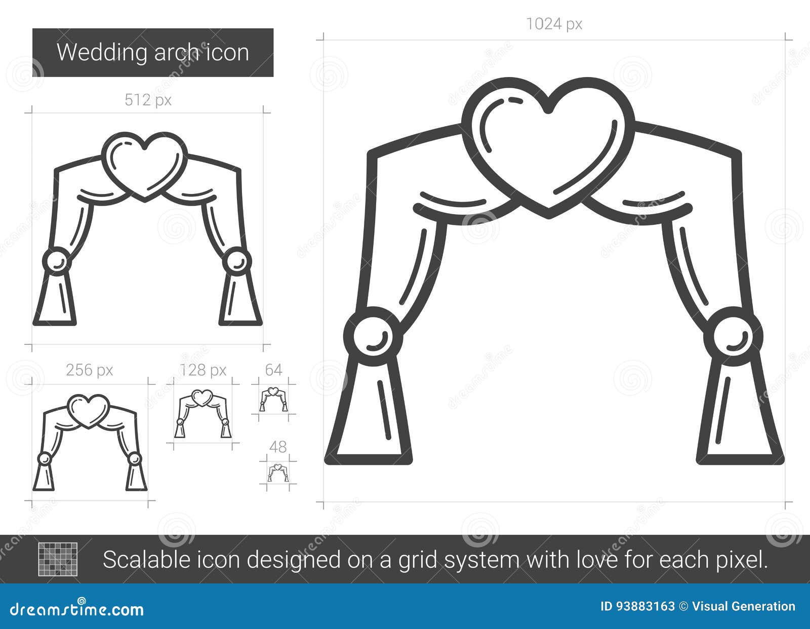 Wedding arch line icon. stock vector. Illustration of door - 93883163