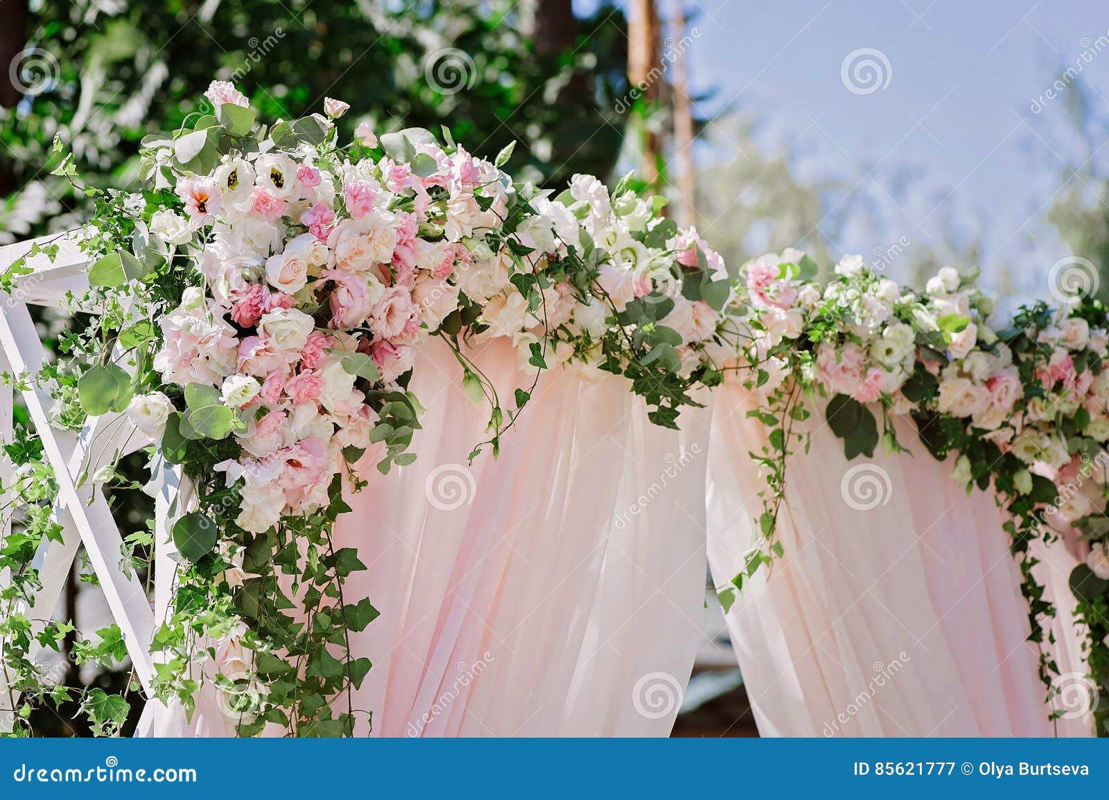 Wedding Arch with Nicely Flower Decoration Stock Image - Image of ...