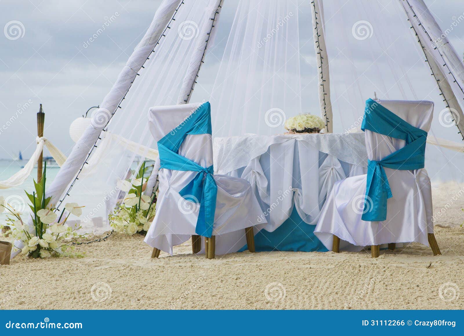 Wedding Arch, Table and Set Up on Beach Stock Photo - Image of chair ...