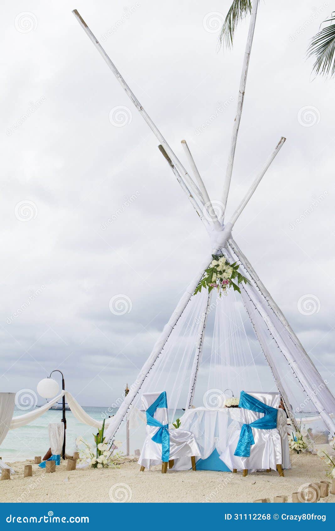 Wedding Arch, Table and Set Up on Beach Stock Photo - Image of ...