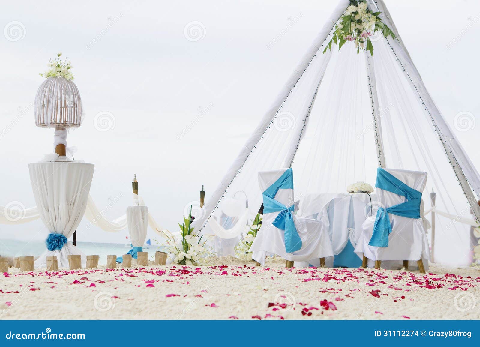 Wedding Arch, Table and Set Up on Beach Stock Photo - Image of ...