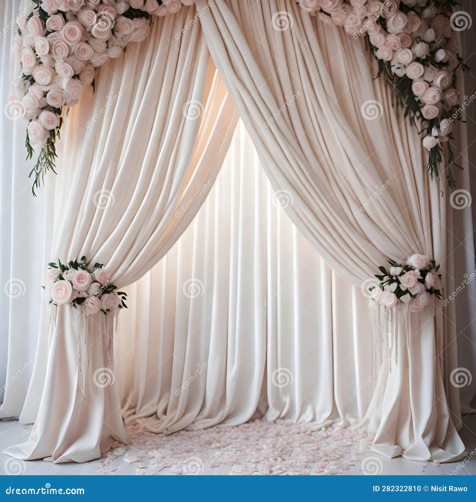 Wedding Backdrop Seamless Blend of Ivory and Blush Pink Fabric Stock ...