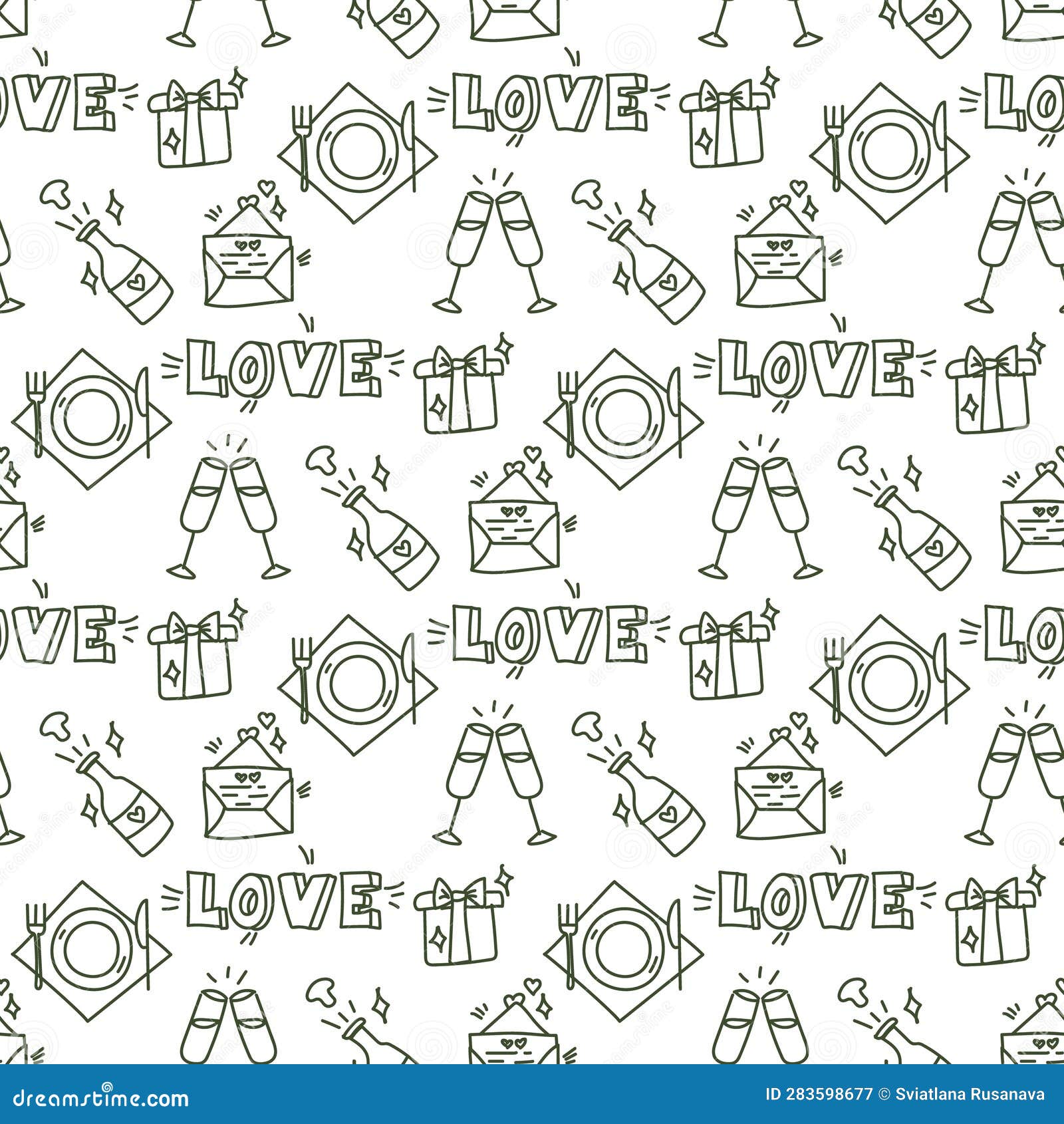 Wedding Background. Seamless Pattern with Wedding Elements To Determine ...