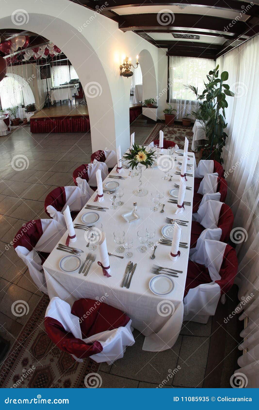 Wedding ballroom stock image. Image of party, tables - 11085935