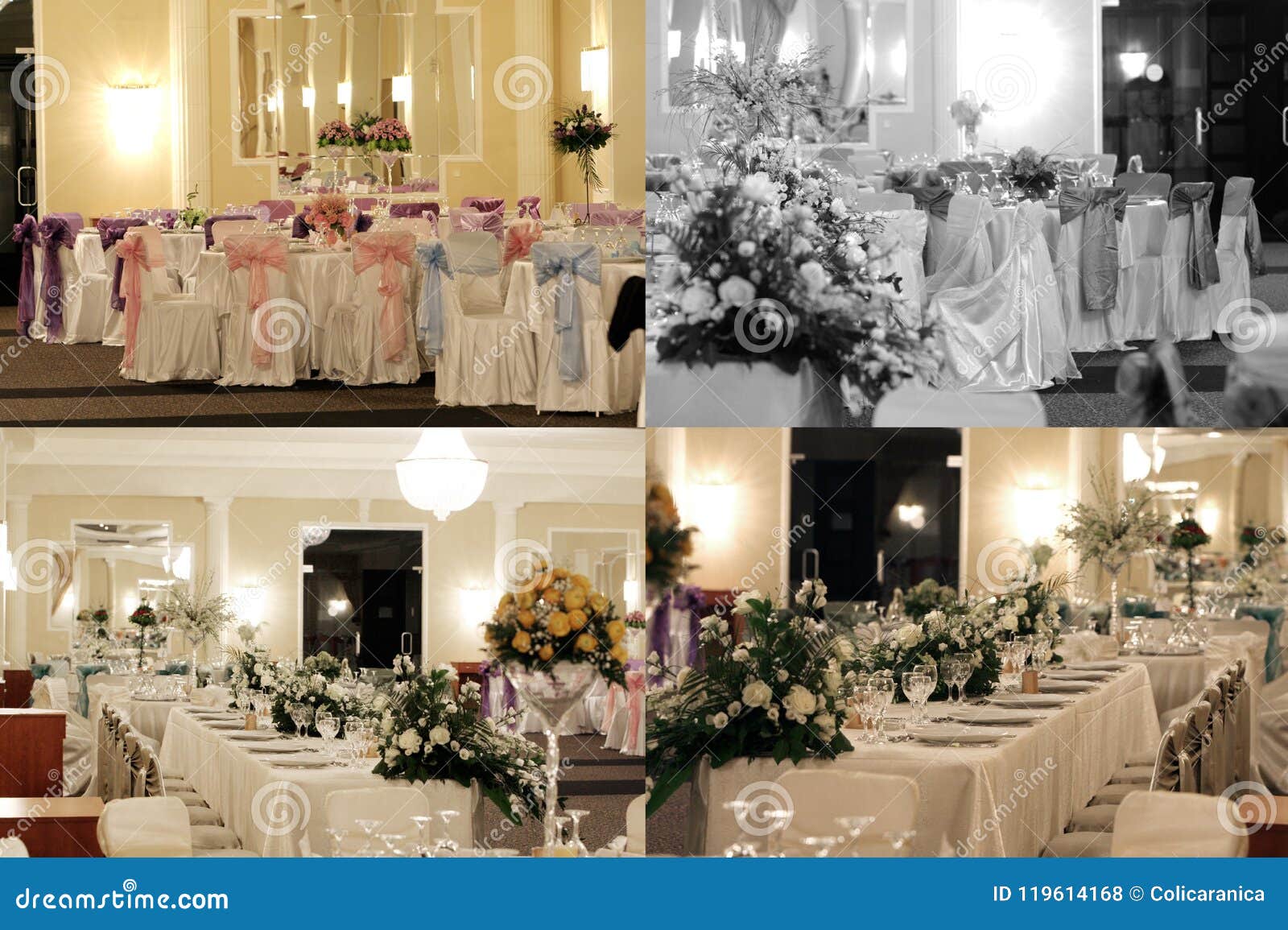 Wedding Ballroom Tables, Multicam, Grid 2x2, Screen Split in Four Parts ...