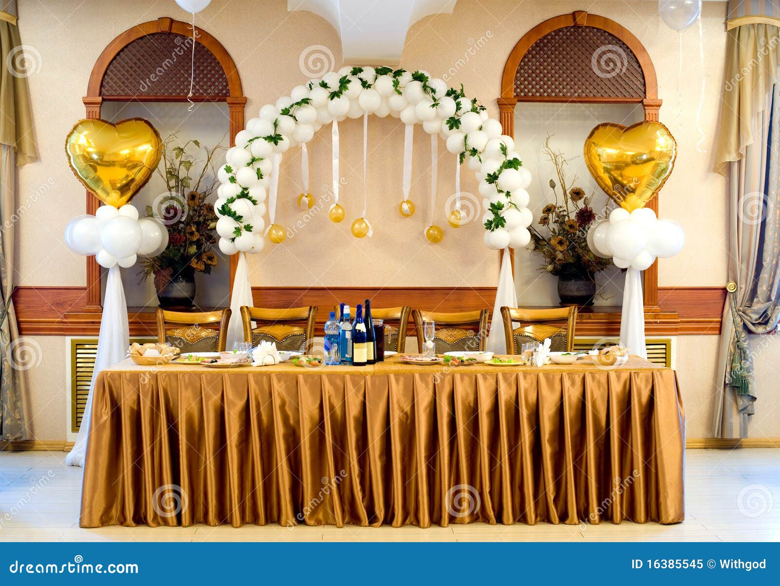 Wedding banquet table stock image. Image of laid, arch - 16385545