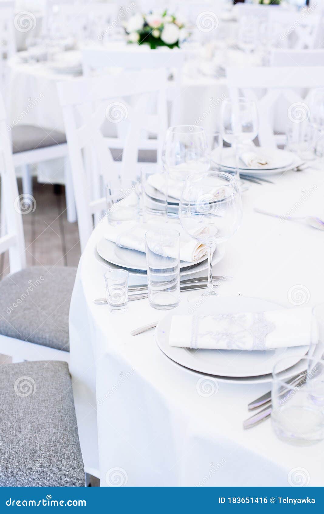 Wedding Banquet. Table Set for Reception or Party Stock Photo - Image ...