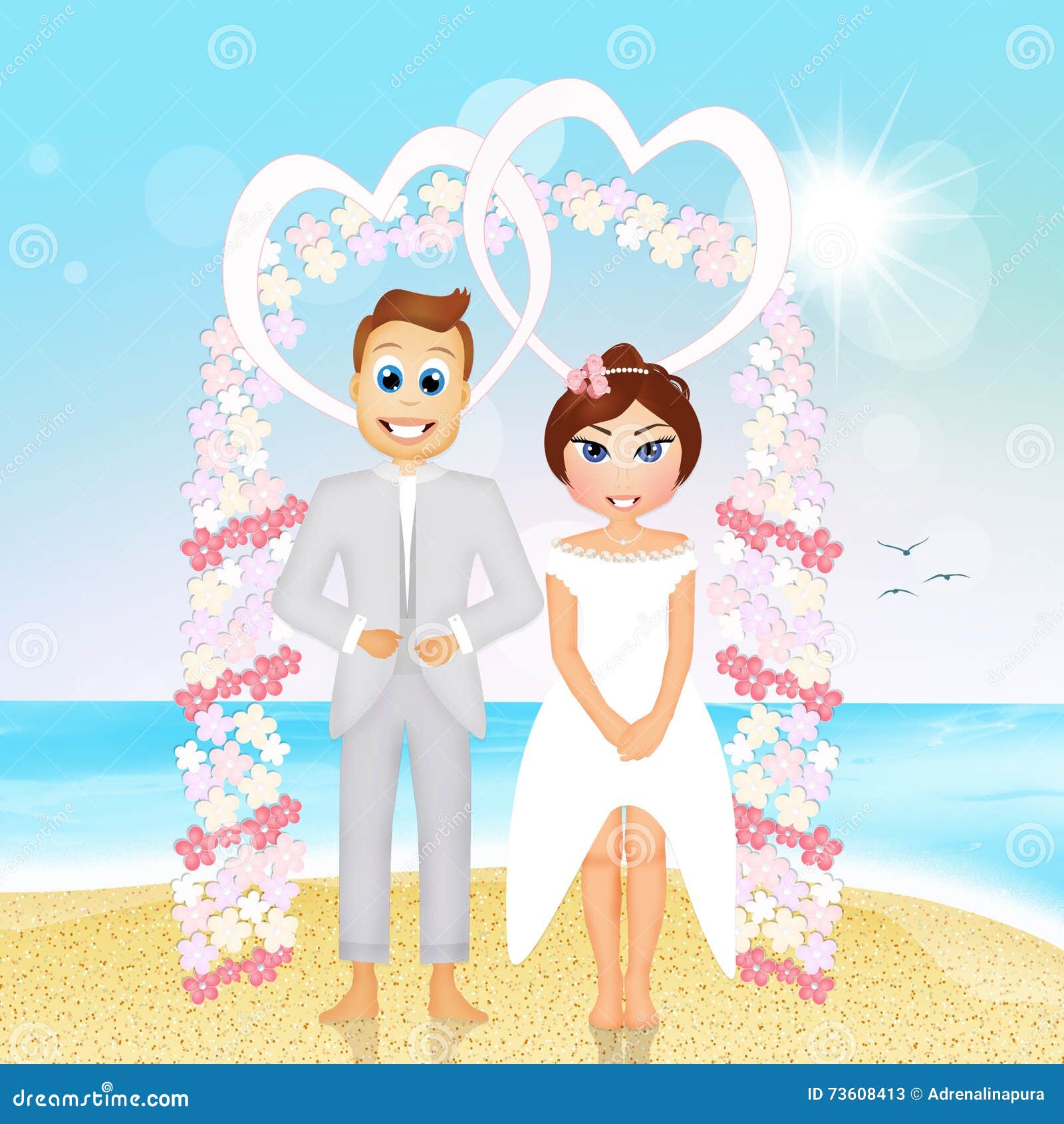 Wedding on the beach stock illustration. Illustration of tenderness ...
