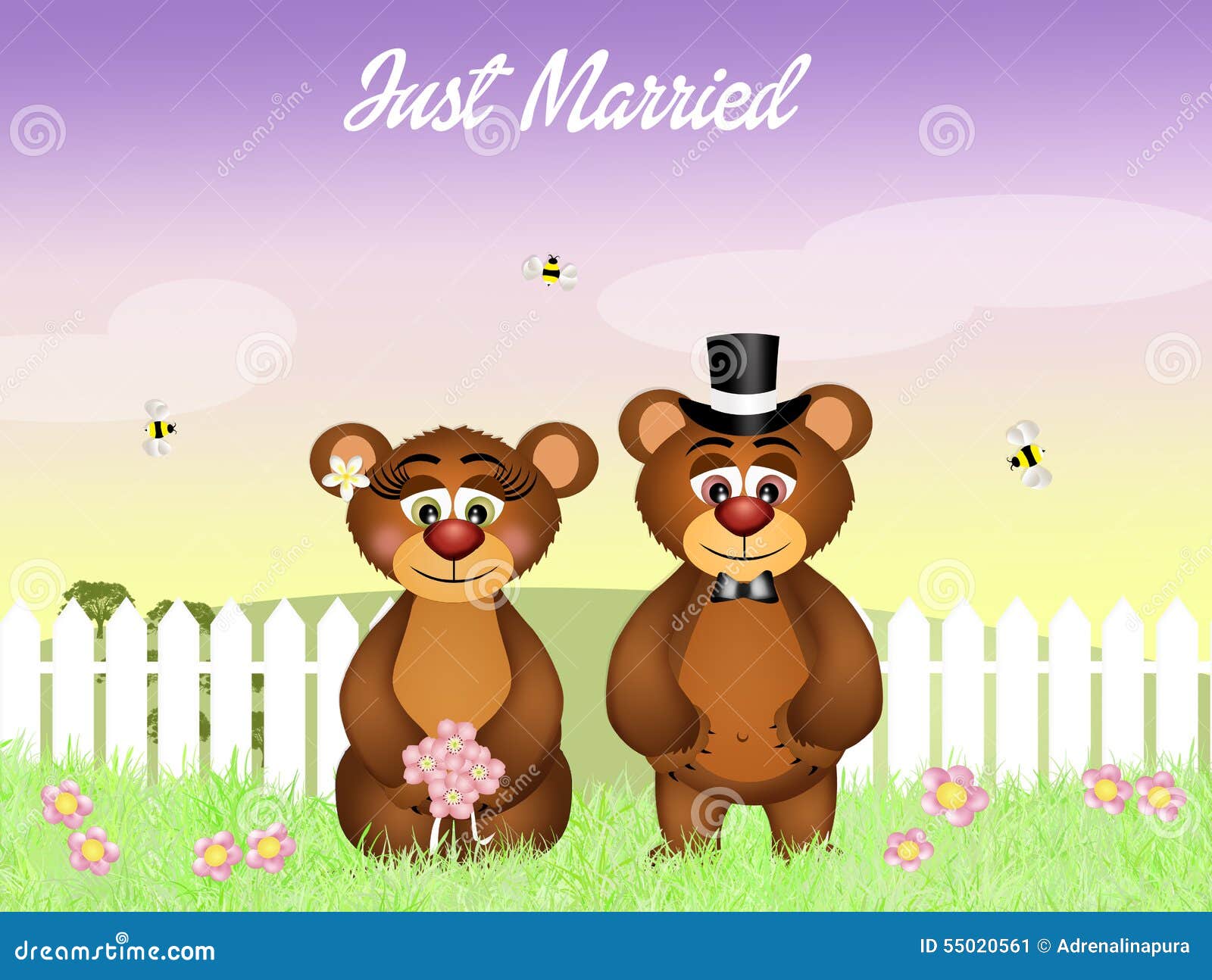Wedding of bears stock illustration. Illustration of couple - 55020561
