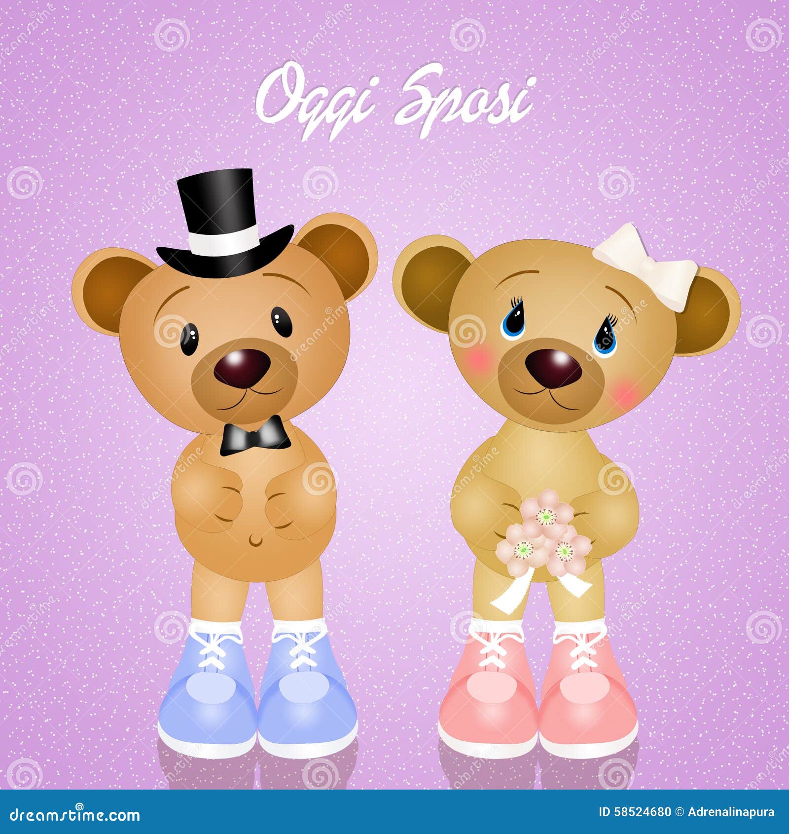 Wedding of bears stock illustration. Illustration of love - 58524680