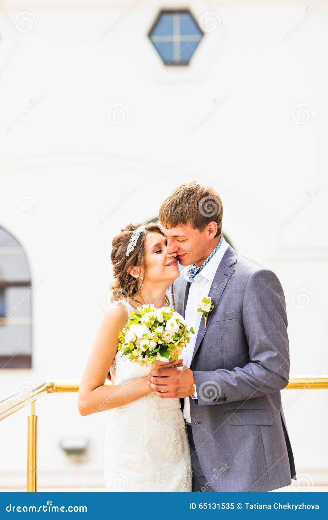 Wedding Beautiful Young Couple Stand on the Stock Image - Image of ...
