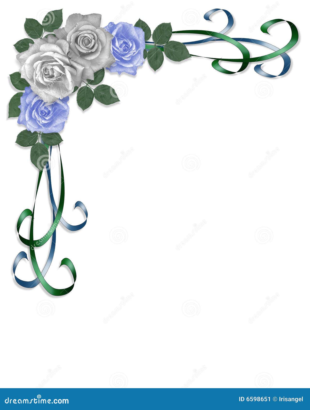 Wedding Border Blue Roses Stock Image - Image: 6598651