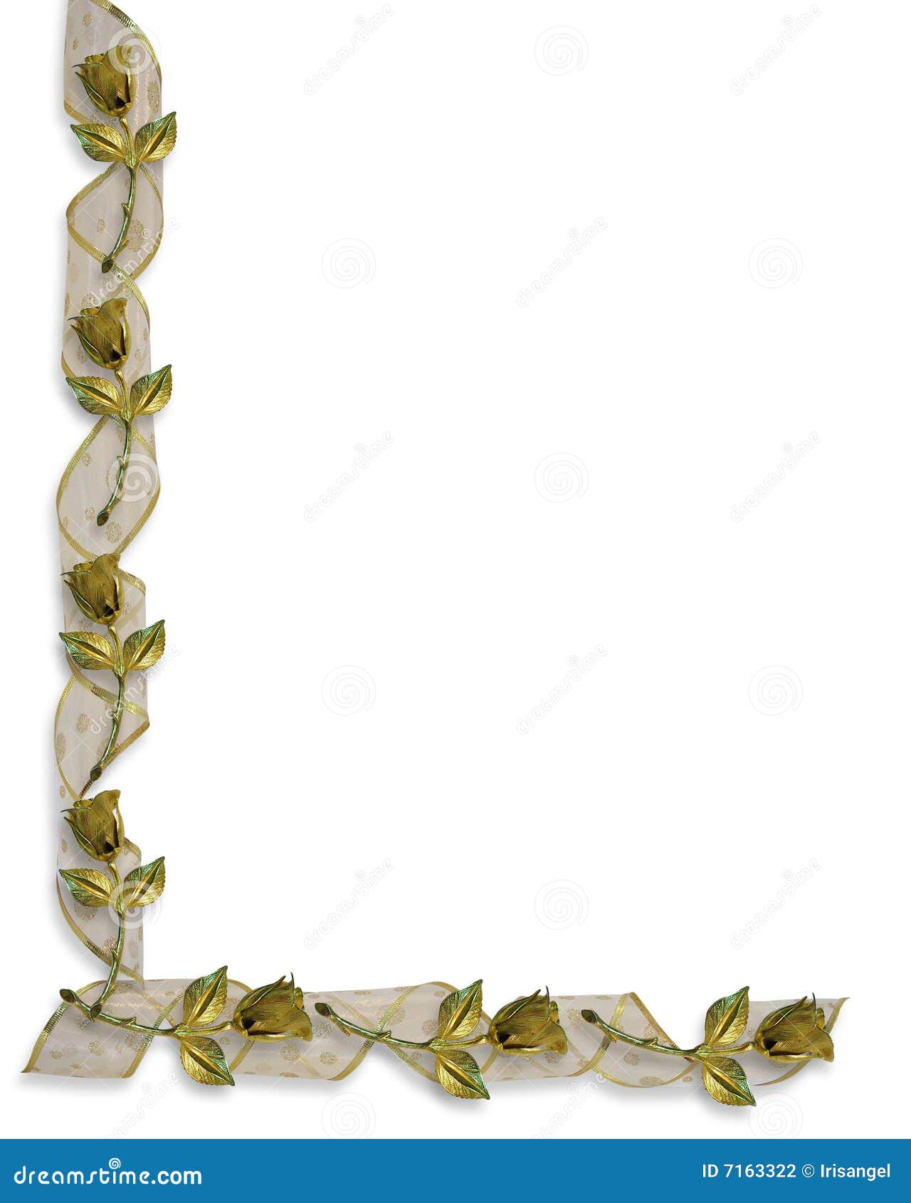 Wedding Border Gold Roses and Ribbons Stock Illustration - Illustration ...