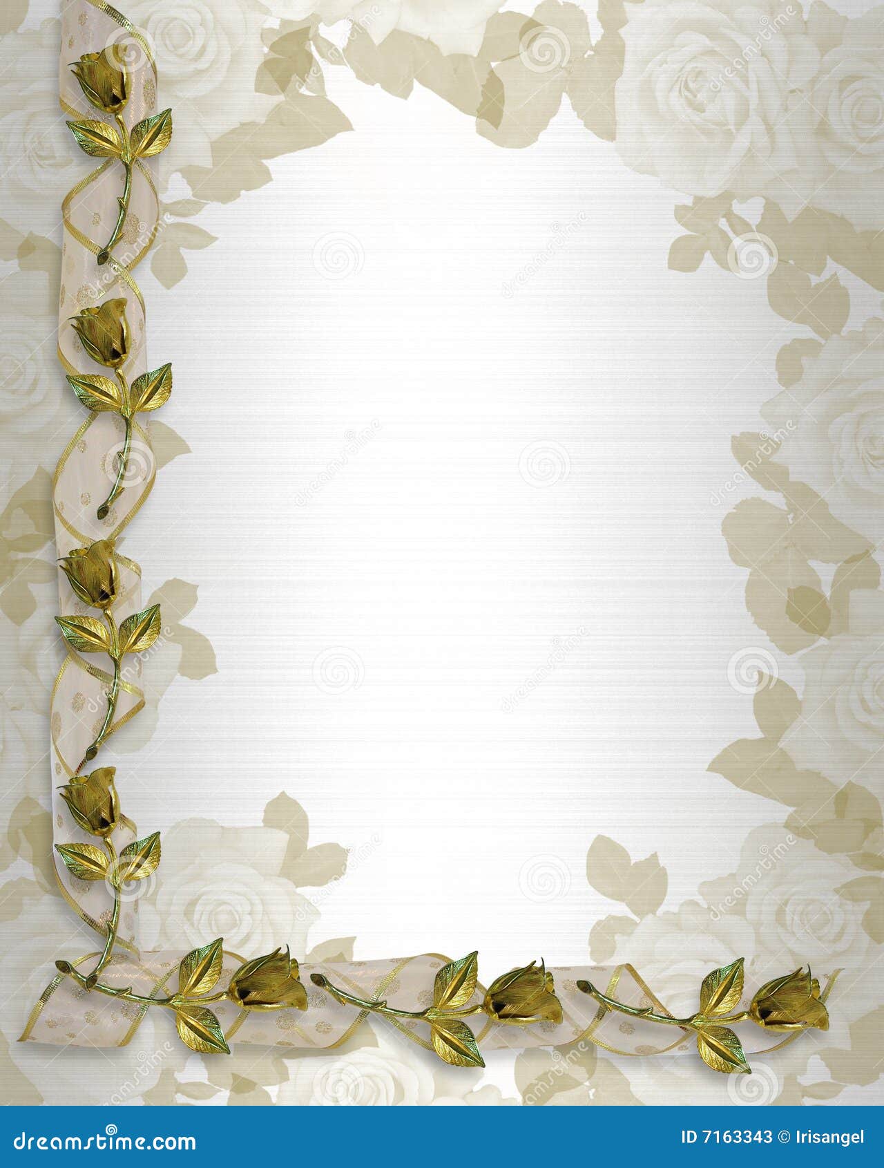 Wedding Border Gold Roses and Ribbons Stock Illustration - Illustration ...