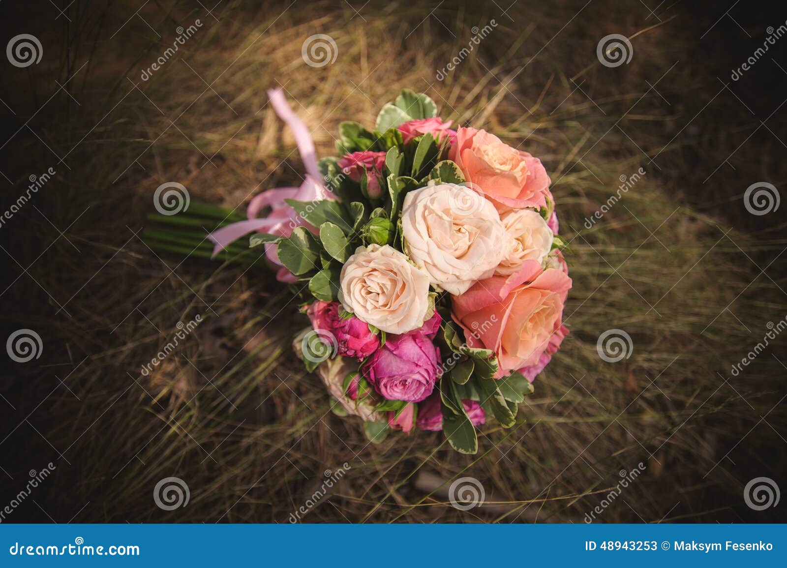 Wedding Bouquet from Different Color Roses Stock Image - Image of ...