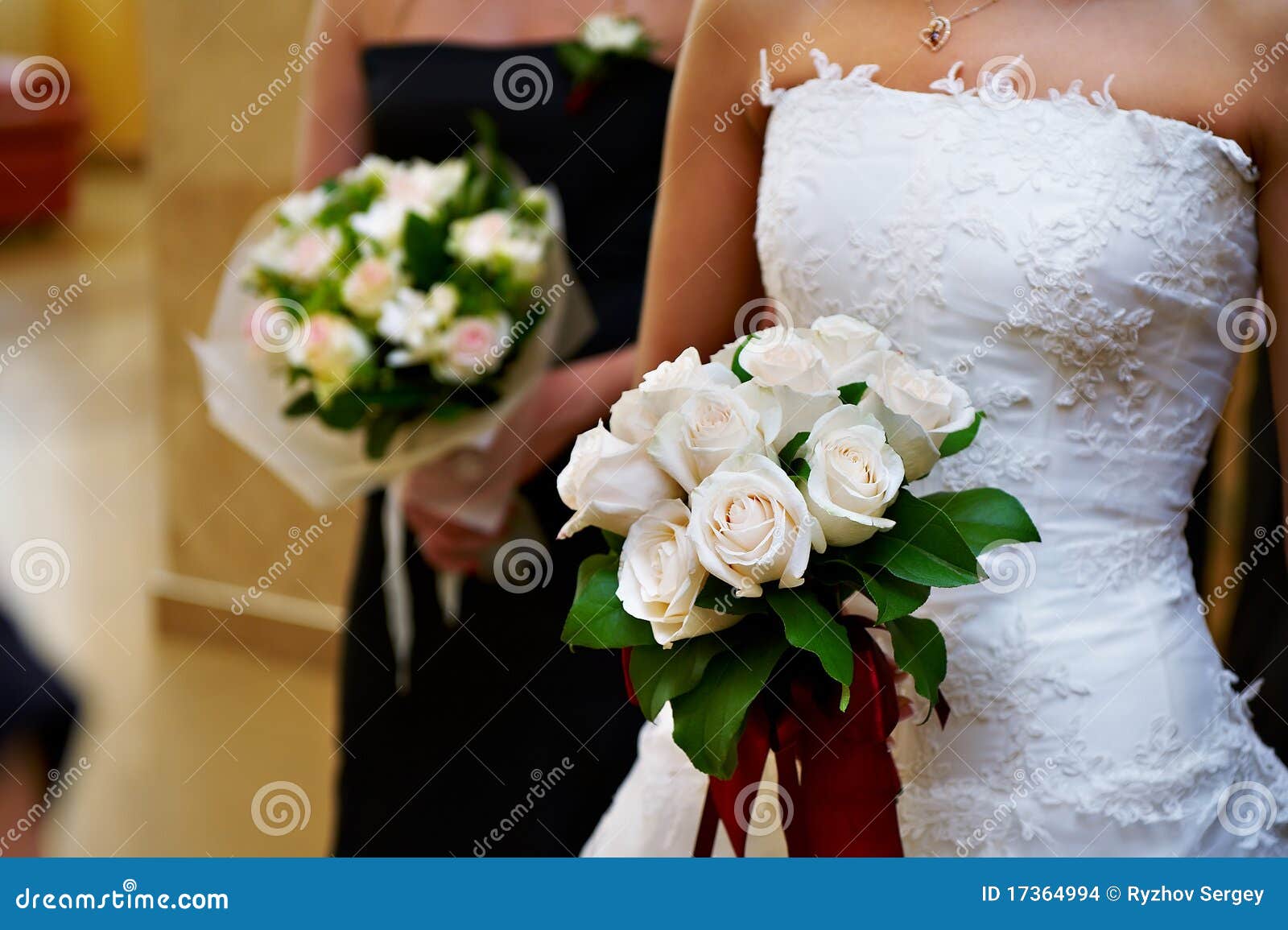 Wedding Bouquet of Flowers in Hand of Bride Stock Photo - Image of ...
