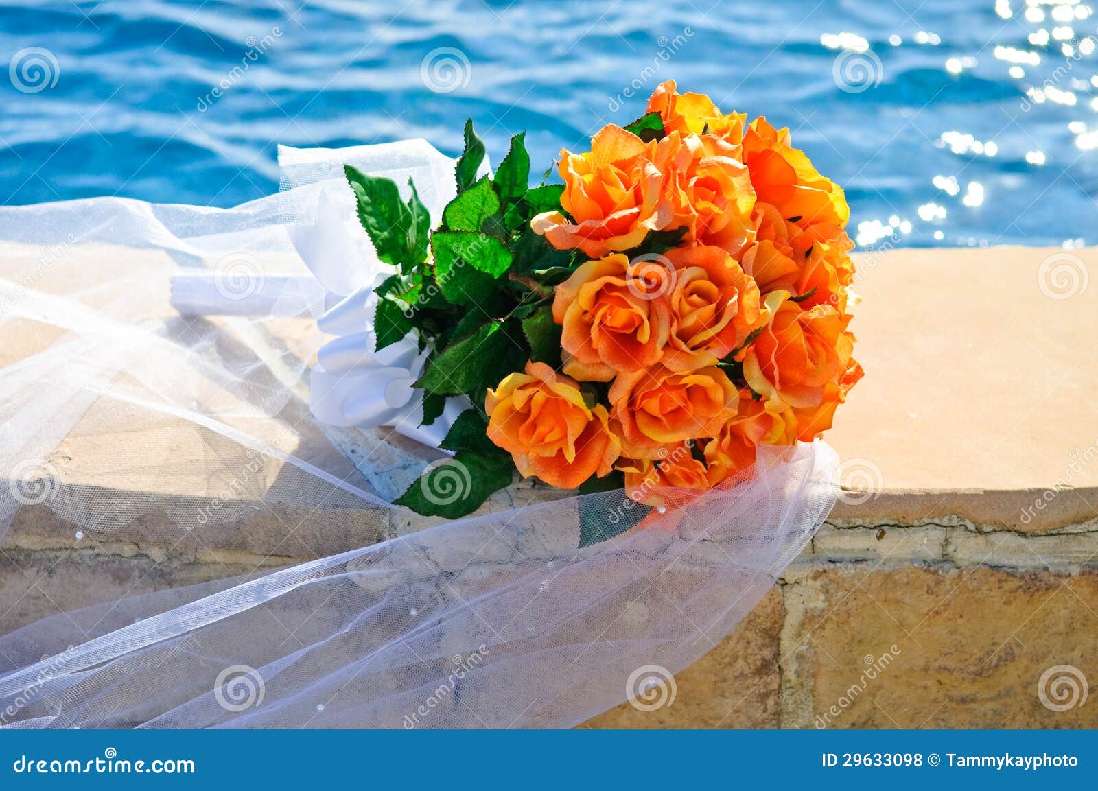 Wedding Bouquet of Orange Roses Stock Photo - Image of blossom ...