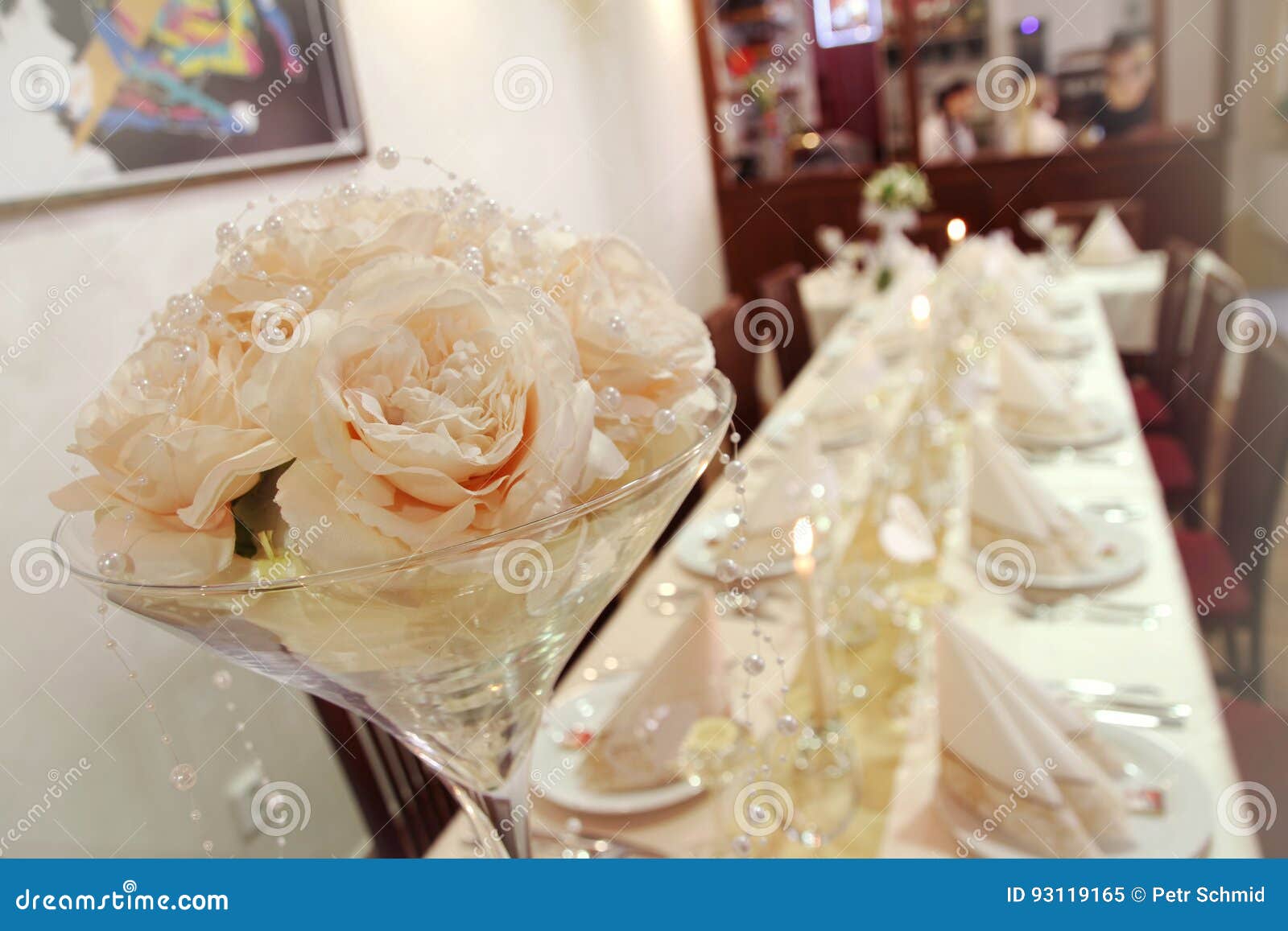 Wedding bouquet on table stock image. Image of cloth - 93119165
