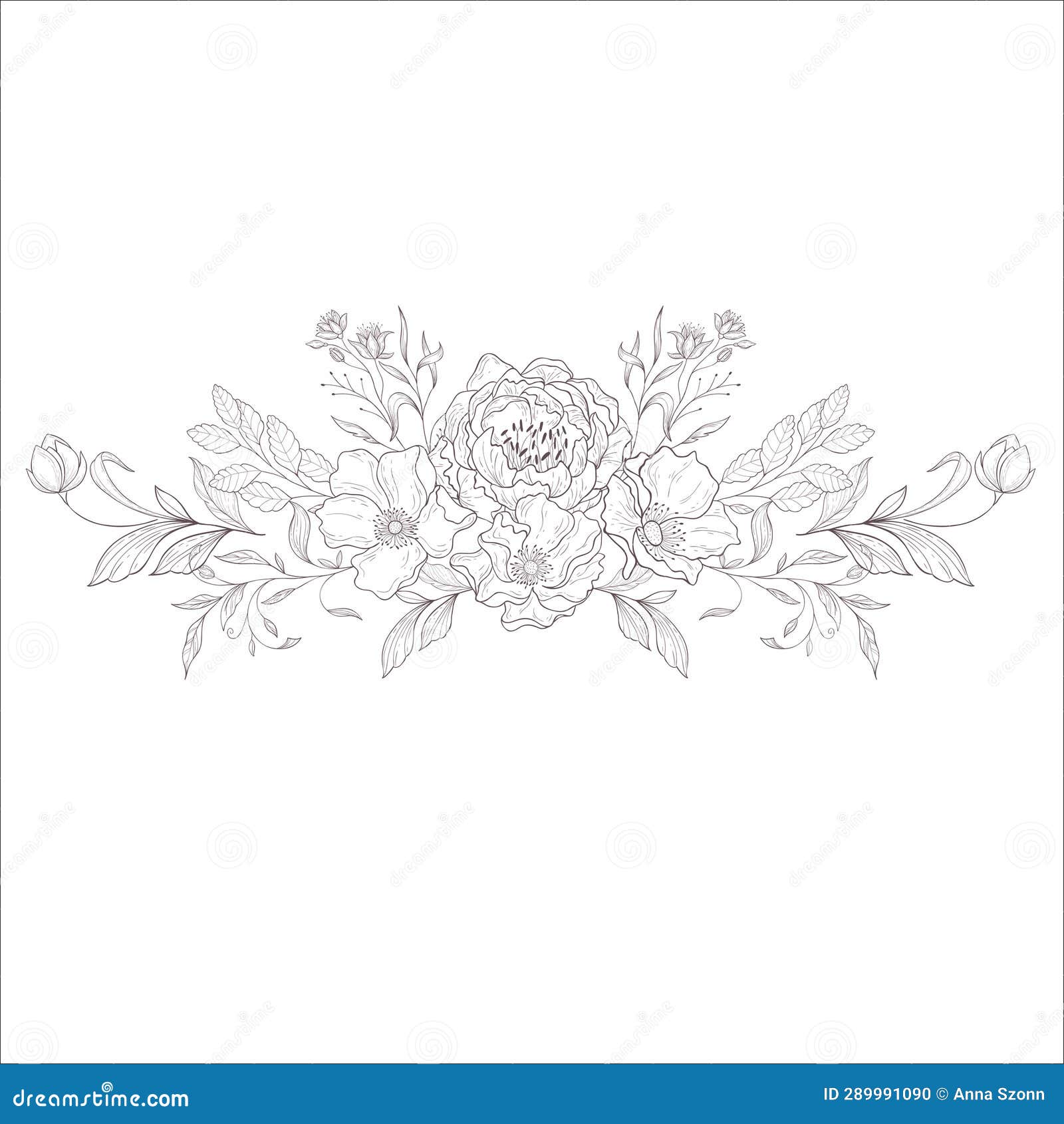 Wedding Bouquet. Line Art Vector Illustration. Stock Vector ...