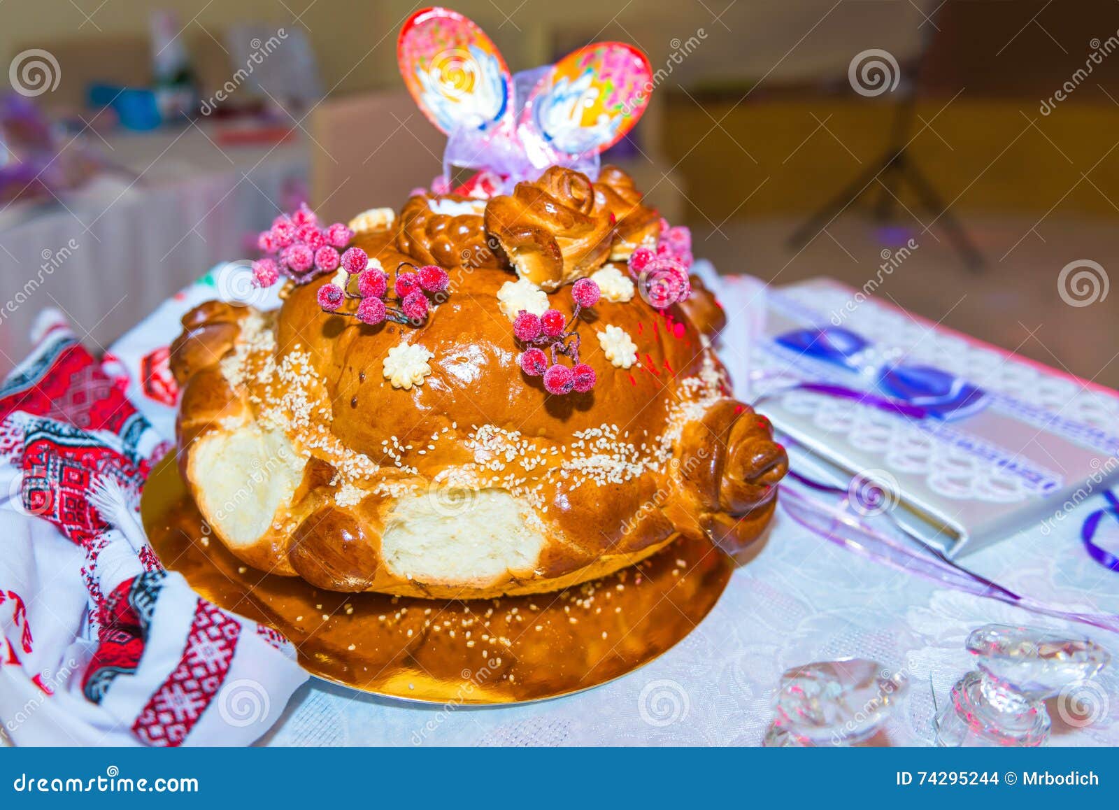 Wedding bread on the table stock photo. Image of couple - 74295244