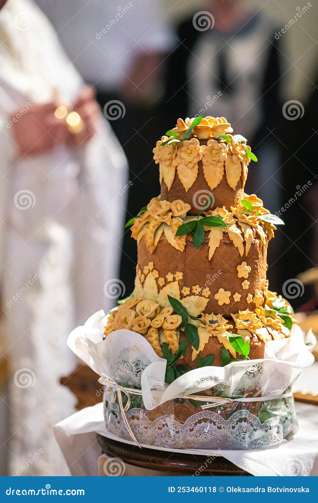 Wedding Bread from Wheat Flour Dough on the Plate Stock Photo - Image ...