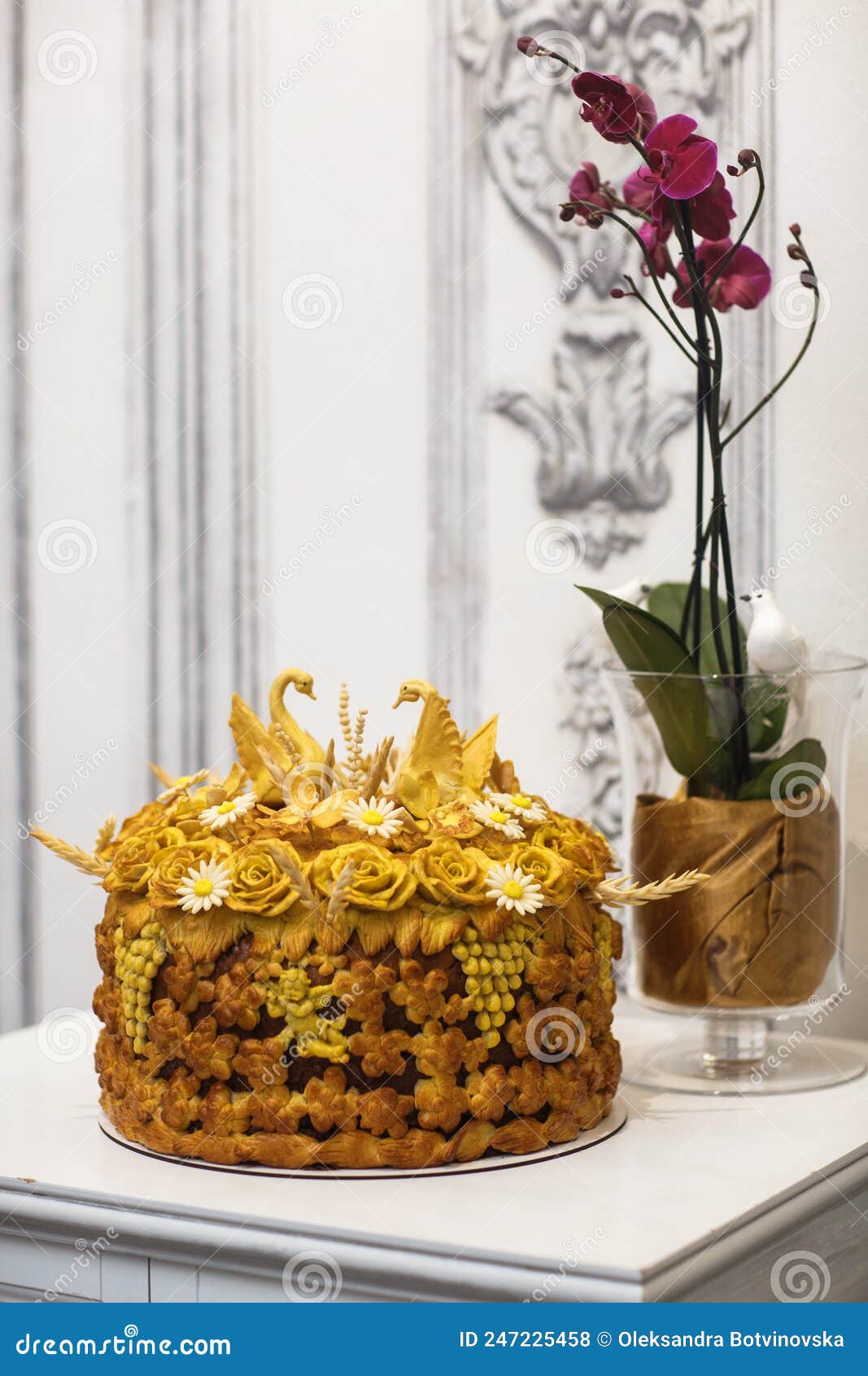 Wedding Bread from Wheat Flour Dough on the Table Stock Photo - Image ...