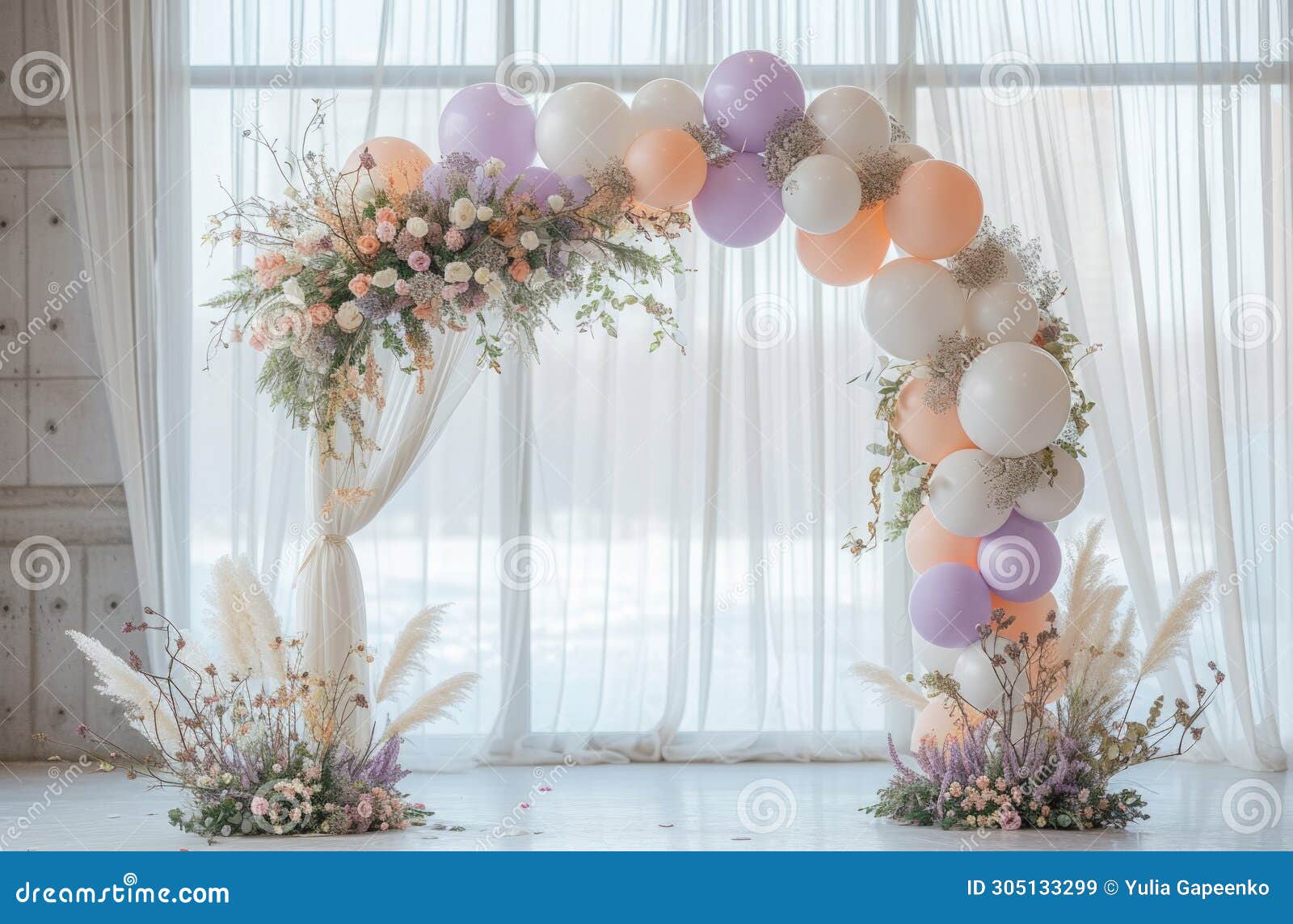 A Wedding Bridal Arch Decorated with White Balloons Stock Image - Image ...