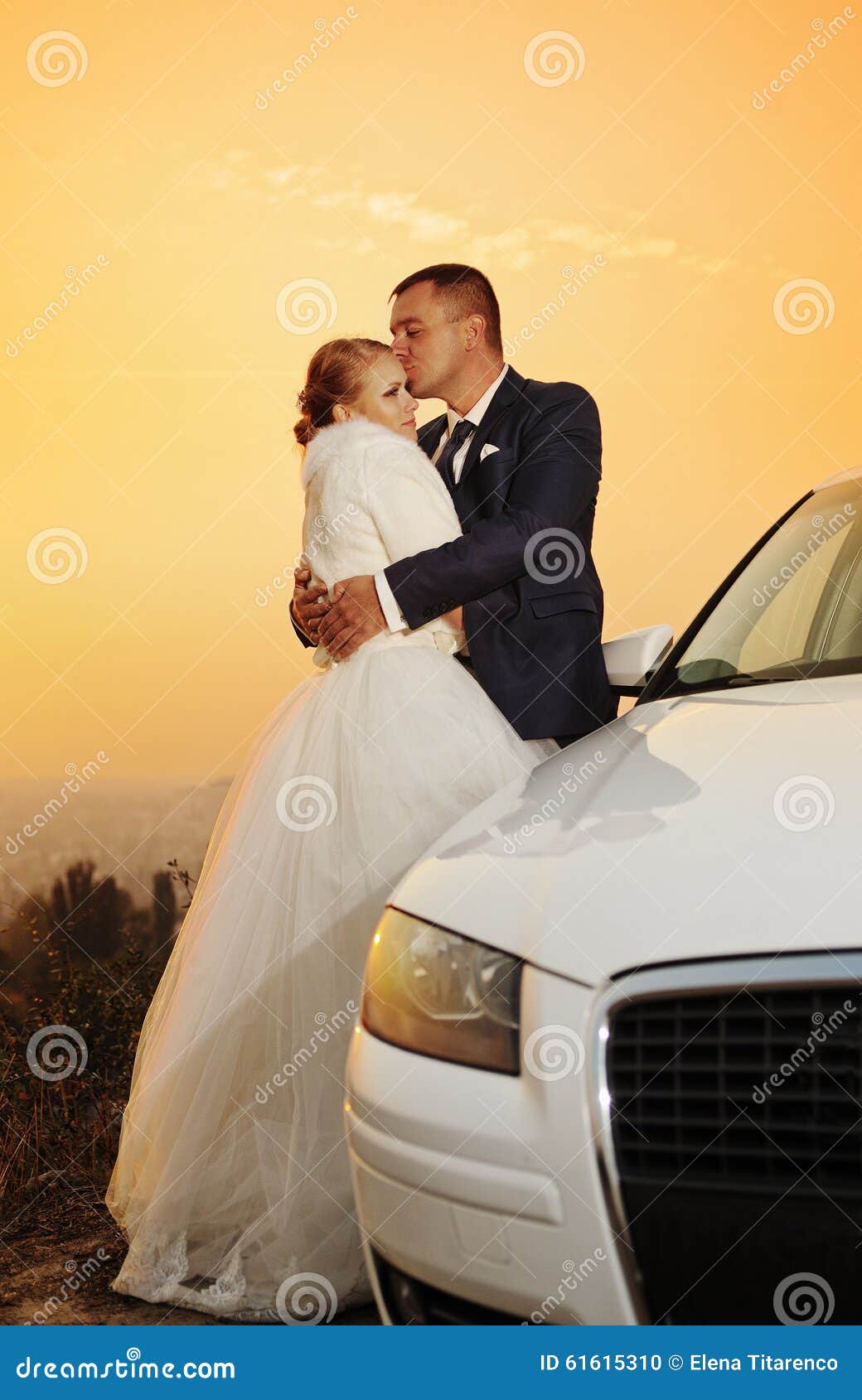 Wedding. Bride and Groom at Sunset Stock Photo - Image of black ...