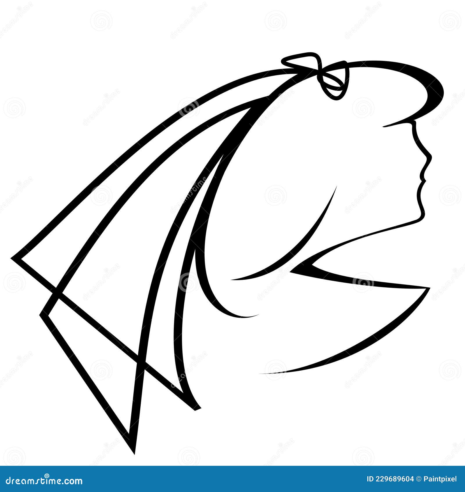 Wedding Bride Line Face Profile Stock Vector - Illustration of view ...