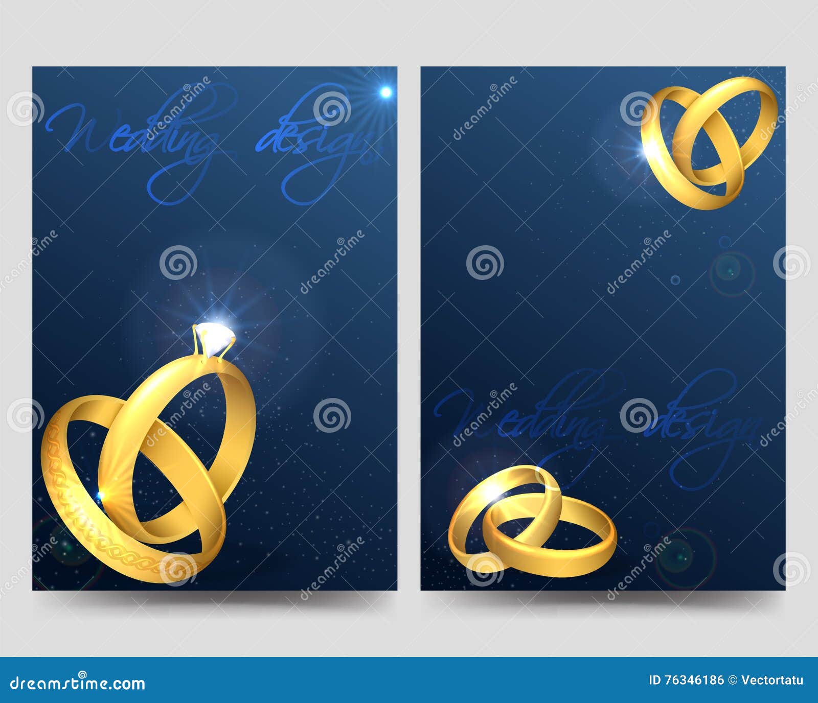 Wedding Brochure Flyer Template with Rings Stock Vector - Illustration ...