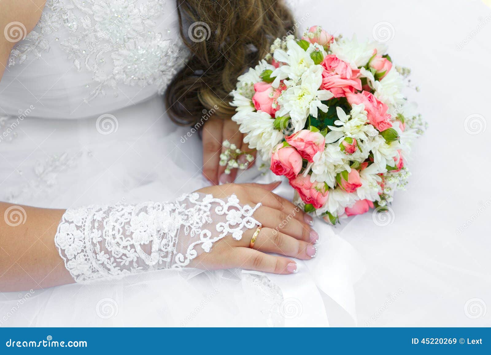 Wedding Bunch of Flowers in Hands the Bride Stock Image - Image of ...