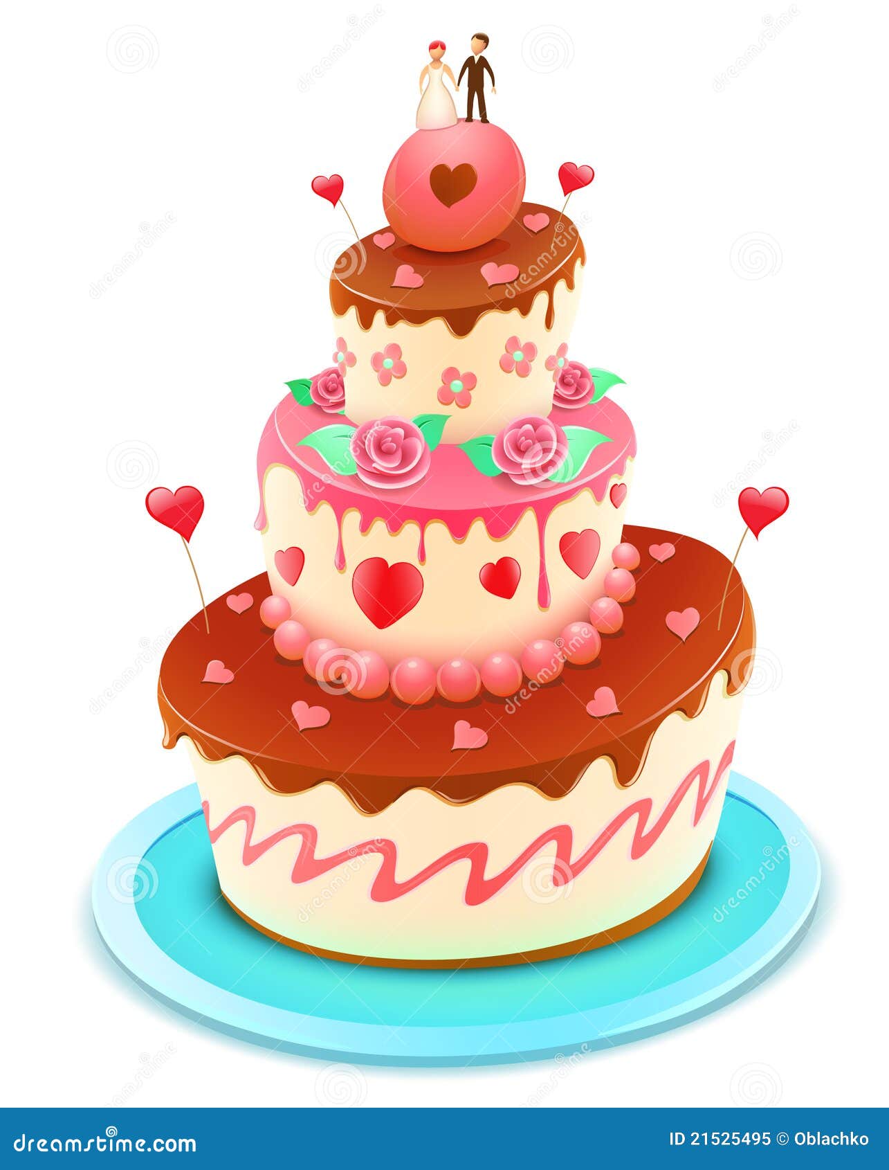 Wedding cake stock vector. Illustration of happiness - 21525495