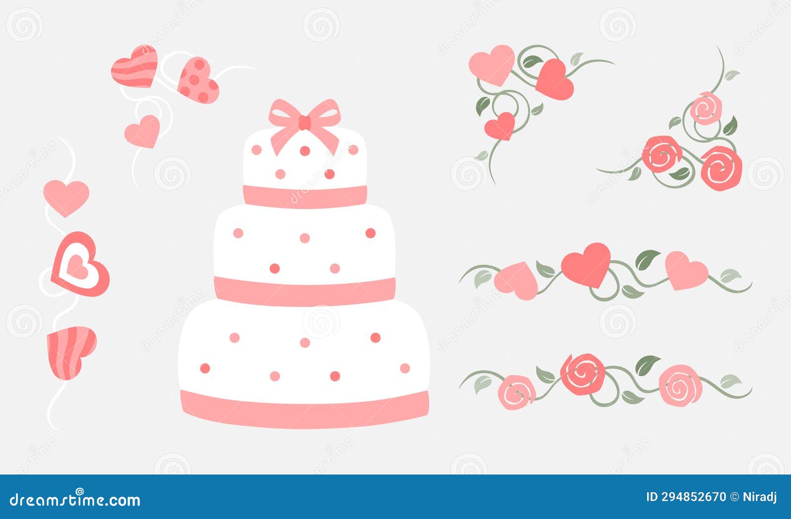 Wedding Cake and Border Decoration Stock Vector - Illustration of design, vine: 294852670