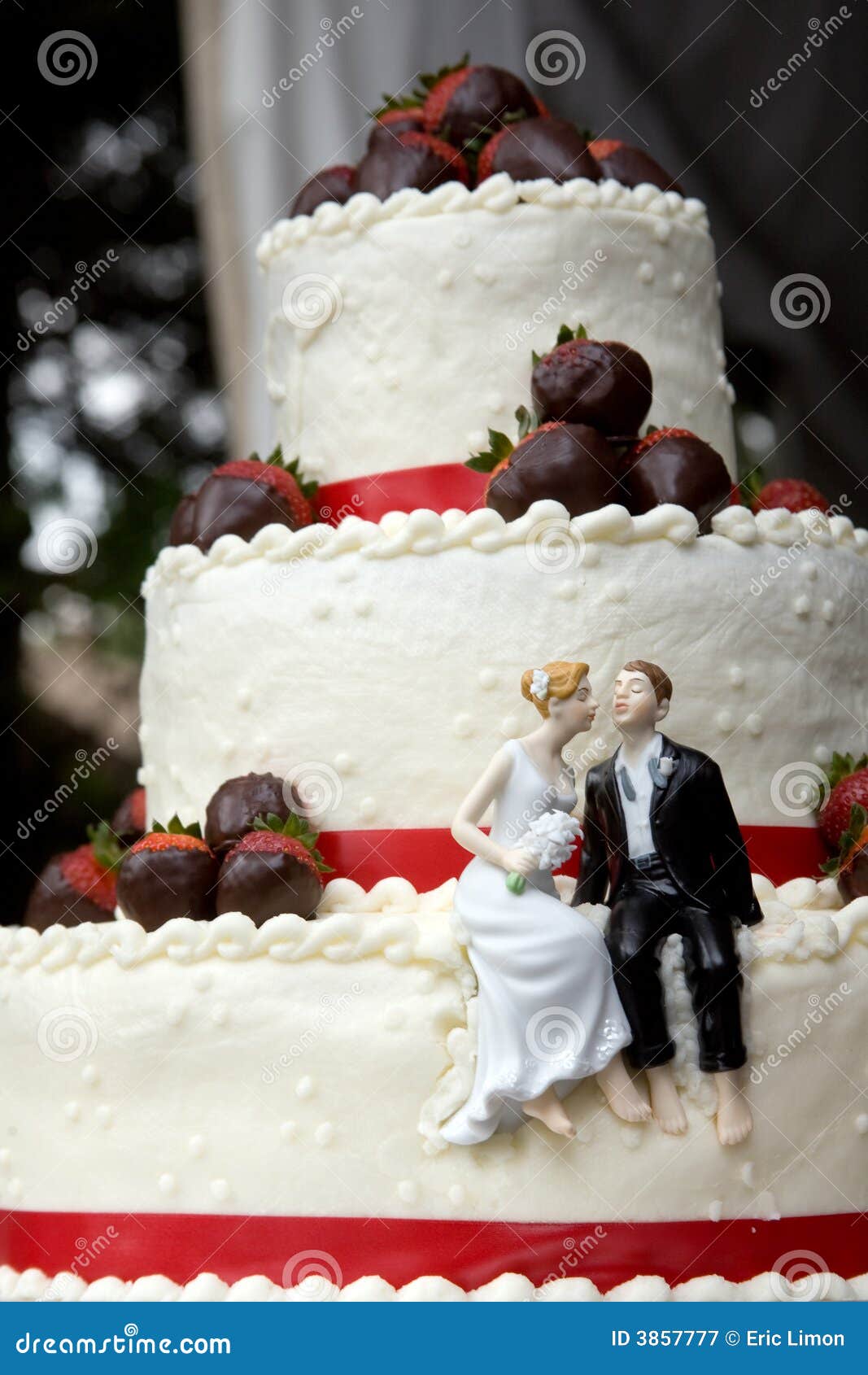 Wedding Cake with Bride and Groom Stock Image - Image of marriage ...