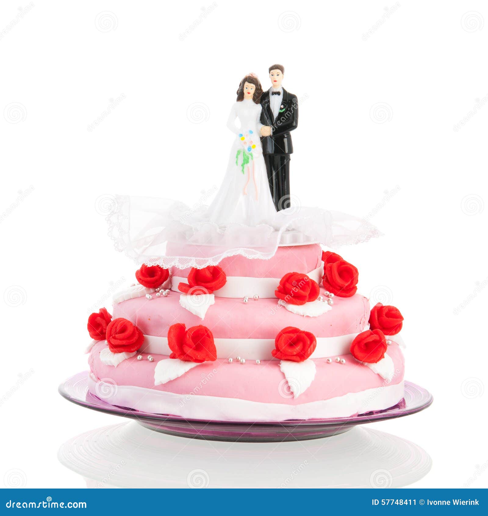 Wedding cake with couple stock image. Image of pink, relationships ...