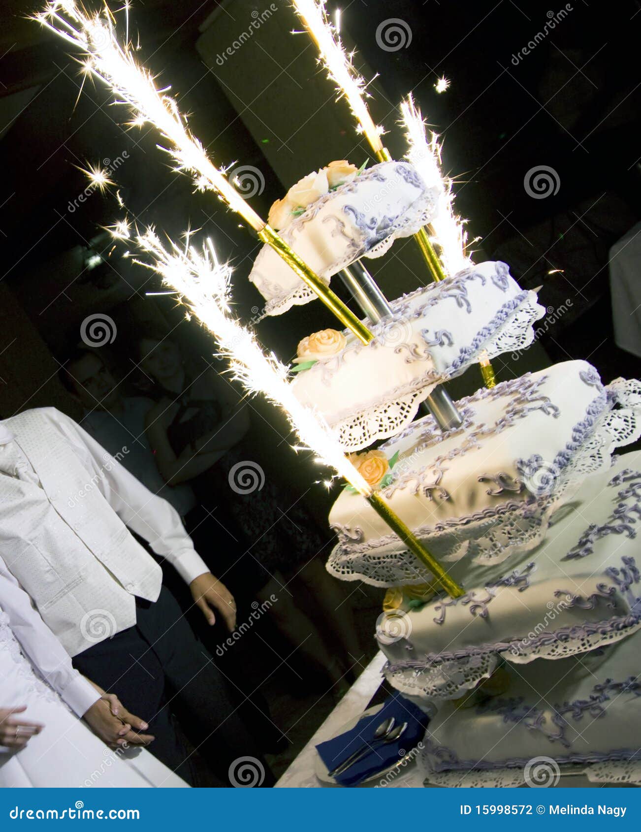 Wedding Cake with Fireworks Stock Photo - Image of bake, decor: 15998572