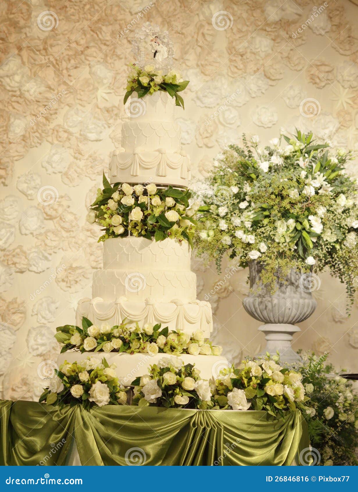 Wedding Cake with Flower Decorations Stock Photo - Image of tropical ...