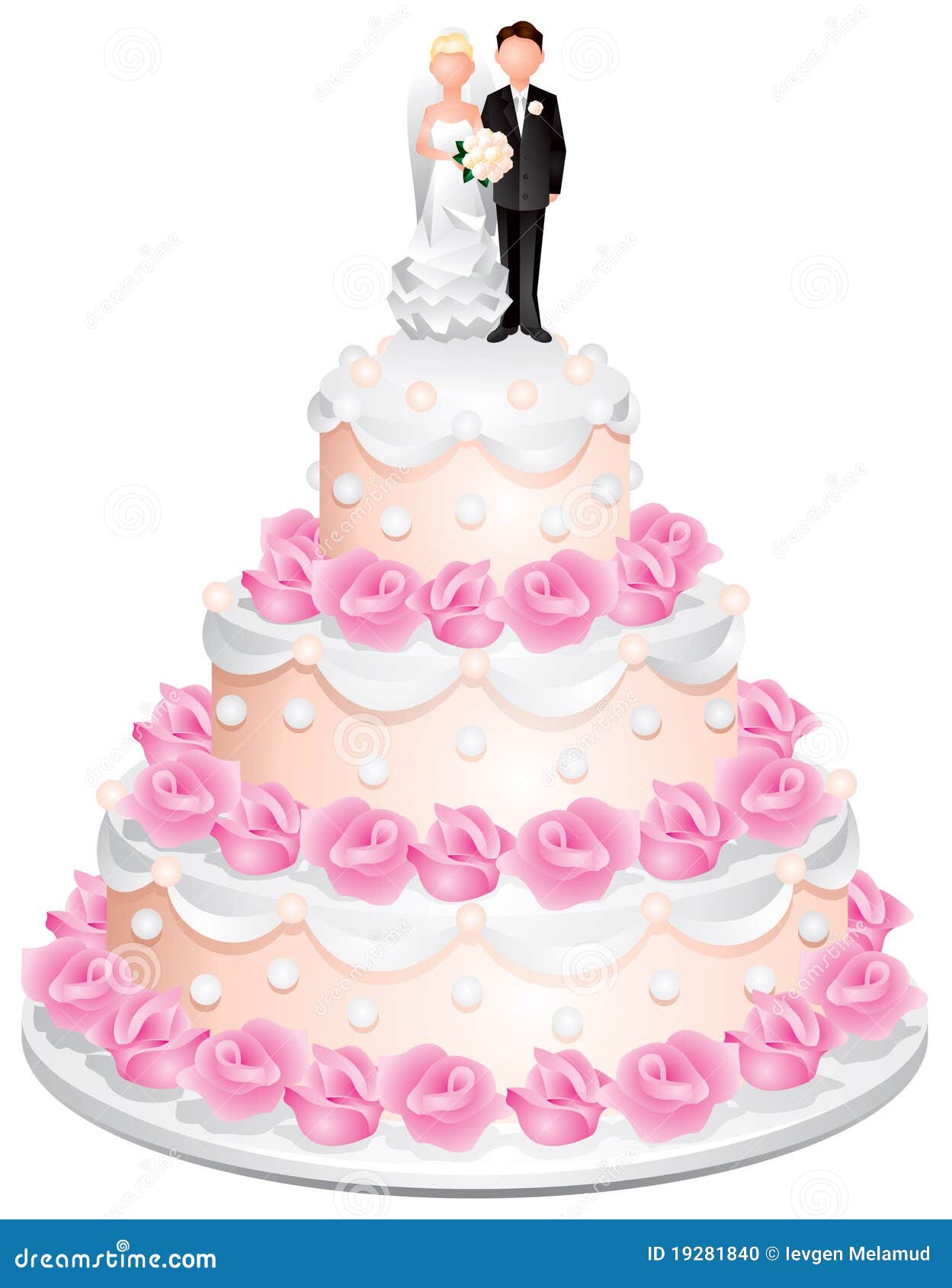 Wedding Cake Illustration In Flat Cartoon Style Isolated On White ...